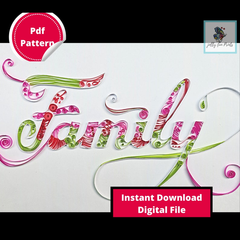 Paper Quilling Art Pattern for the Word Family (digital Template) - Etsy