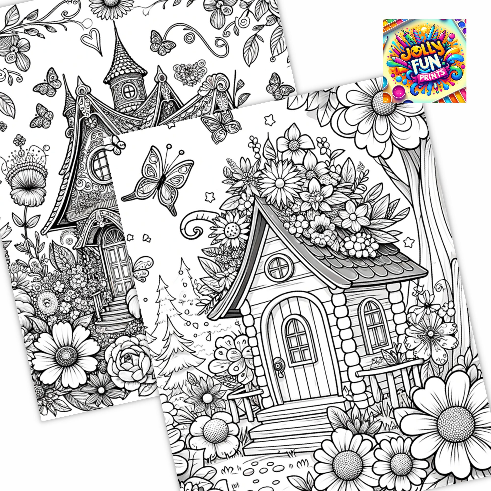 45+ Blooming Houses Coloring Pages (instant Download Pdf Digital File ...