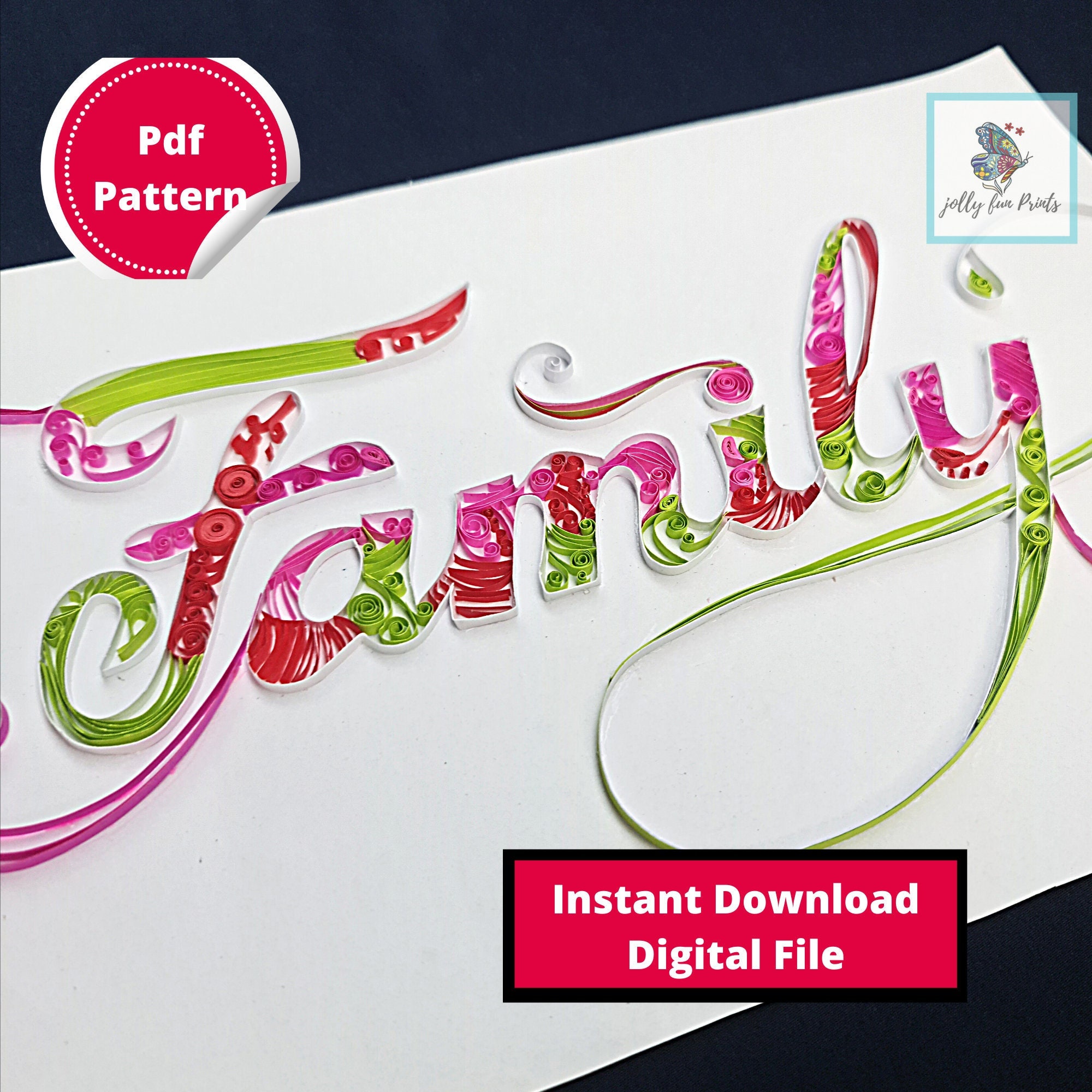 Paper Quilling Art Pattern for the Word Family (digital Template) - Etsy