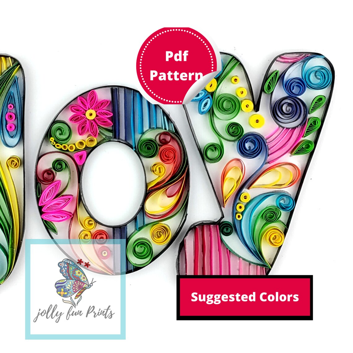 Paper Quilling Art Pattern for the Word JOY digital Template | Etsy