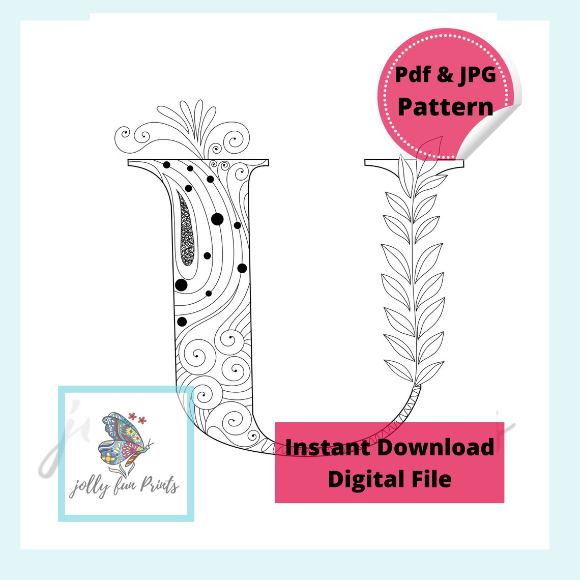 Paper Quilling Art Pattern for Uppercase and Lowercase of Letter U ...