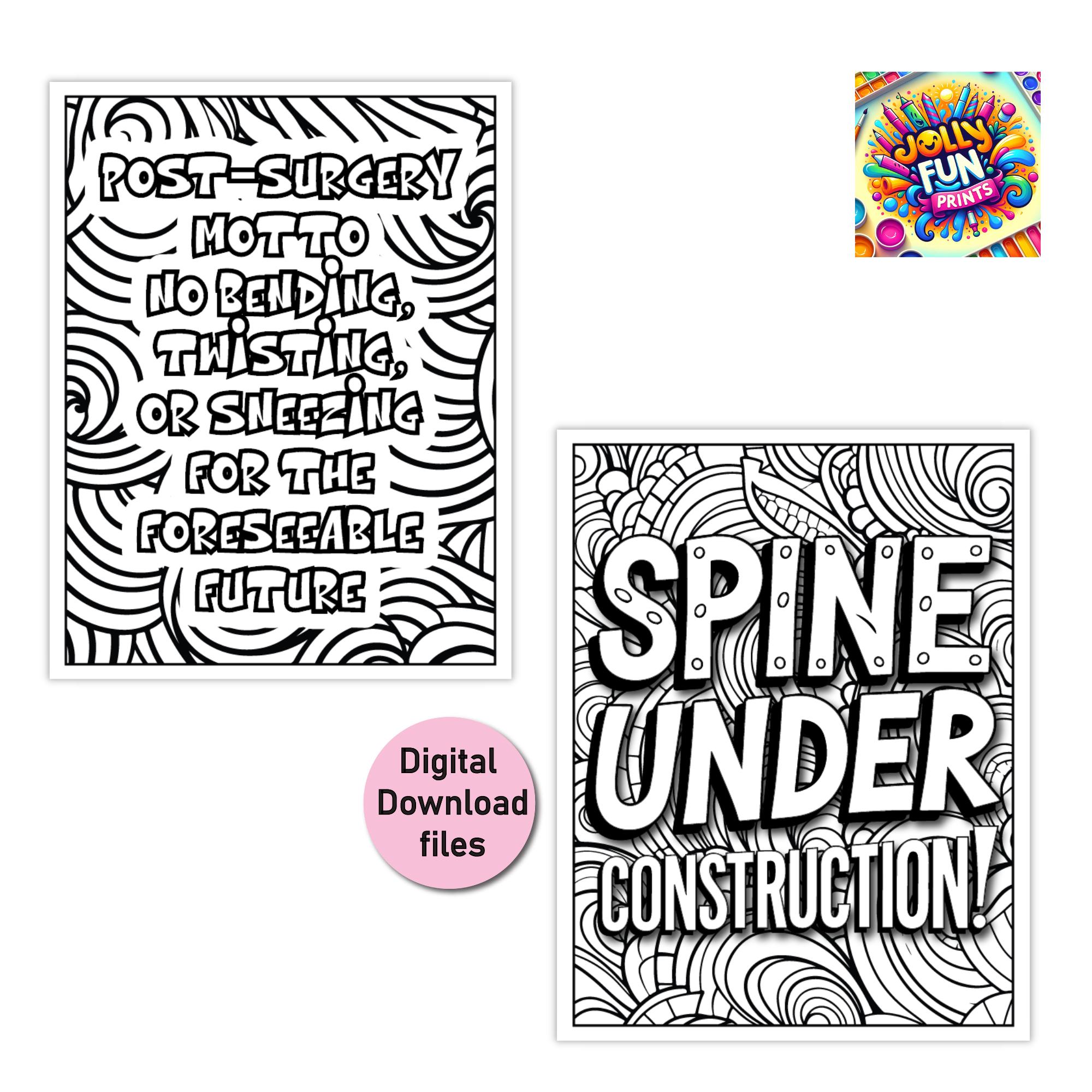 Back Surgery Recovery Coloring Pages: Funny Quotes (PDF Digital File ...