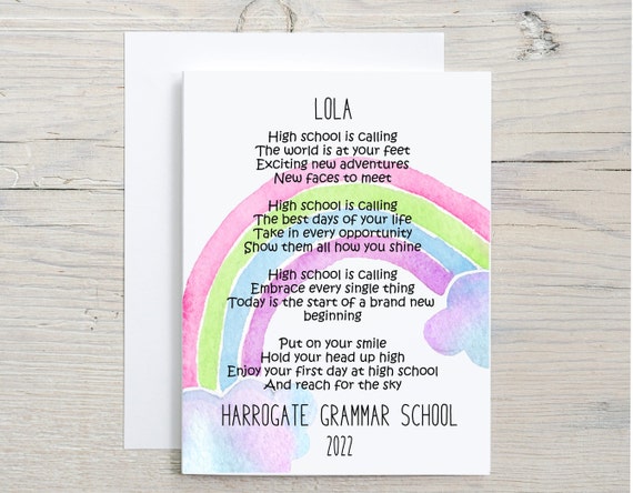 Personalised 1st Day at High School Card Secondary School - Etsy