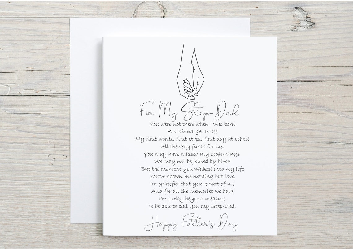 Card for My Step-Dad For My Step-Father Poem for Step-Dad | Etsy