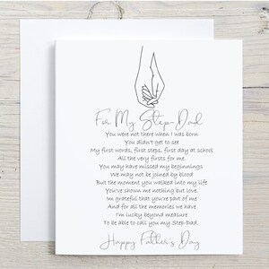 Card for My Step-Dad For My Step-Father Poem for Step-Dad | Etsy