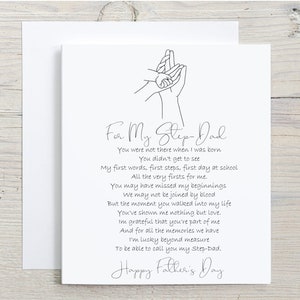 Card for My Step-Dad For My Step-Father Poem for Step-Dad | Etsy