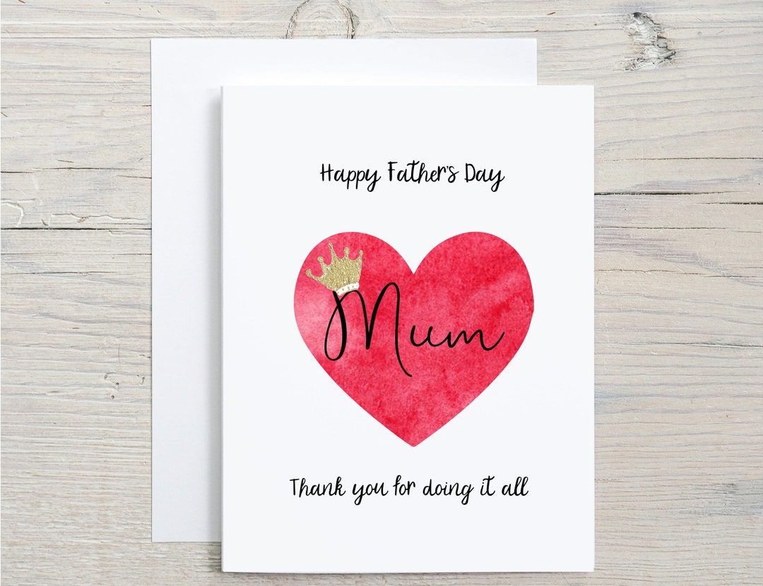Fathers Day Card for Mum Happy Father's Day Mum Card for - Etsy