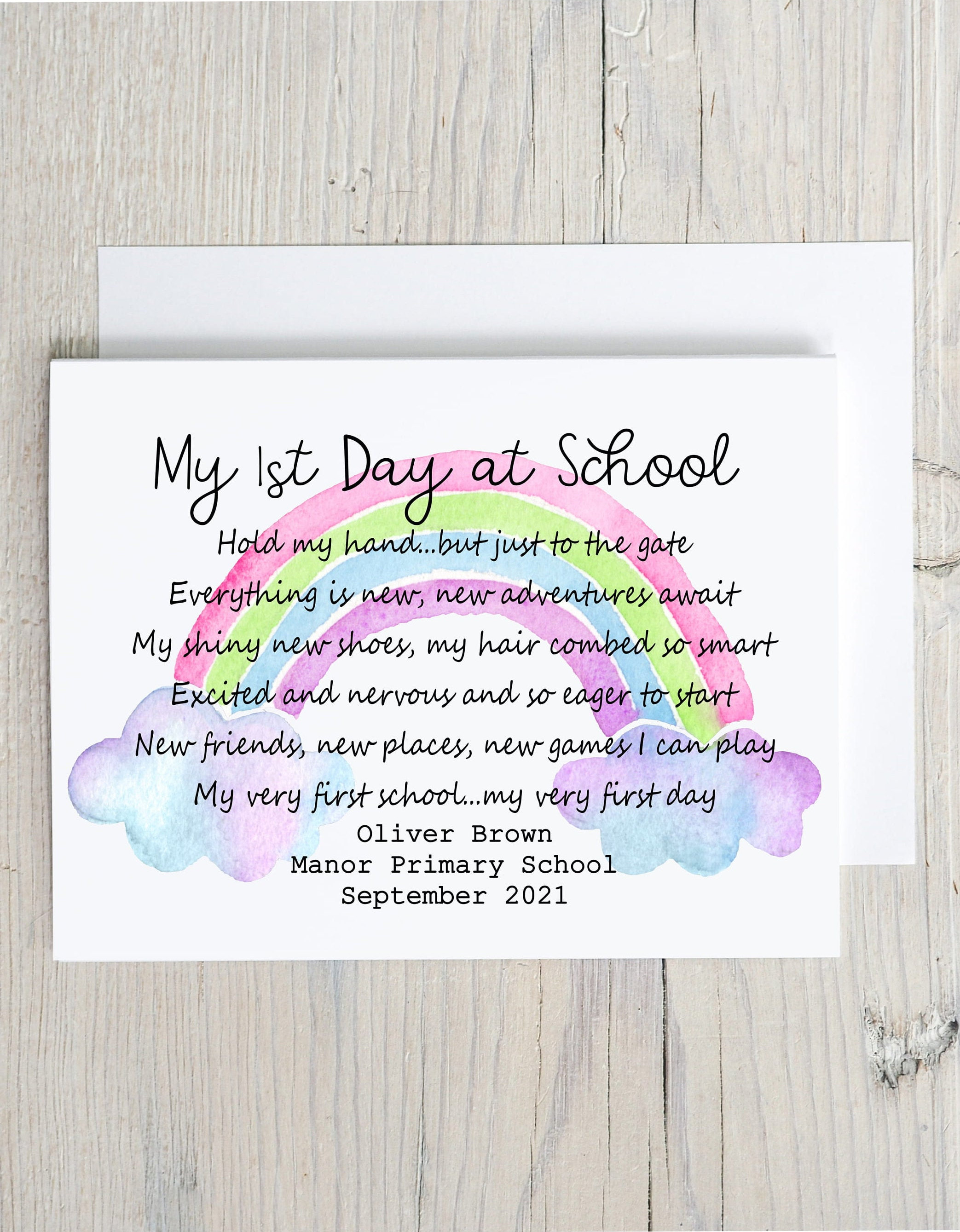 Personalised First Day at School Card - Daughter - Son- Nephew - Niece ...