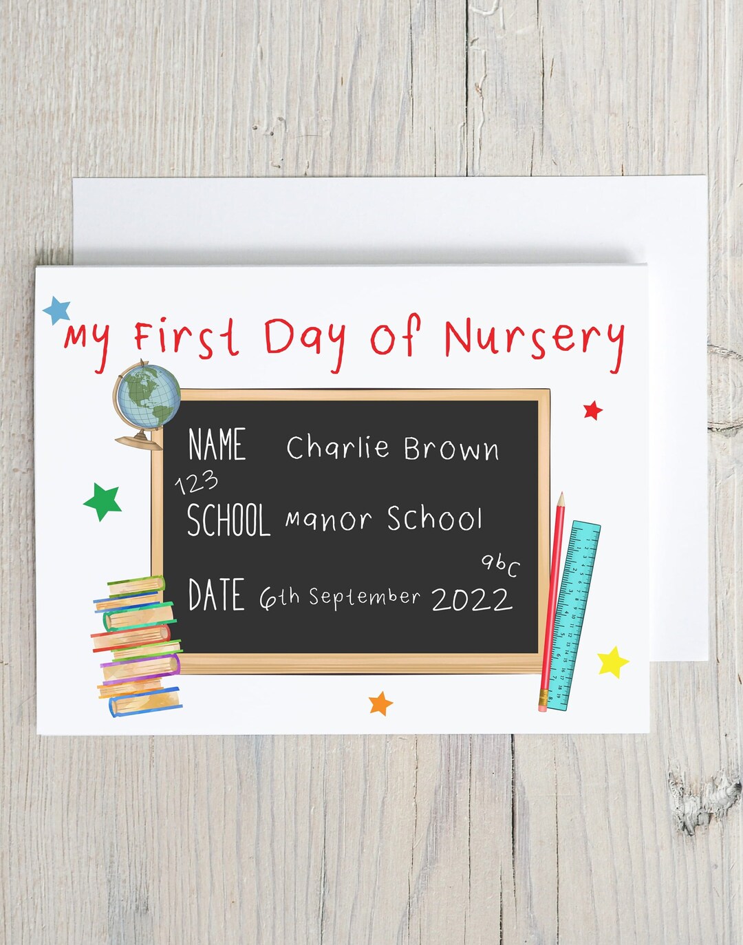 Personalised My First Day of School Card, First Day of Nursery Card ...