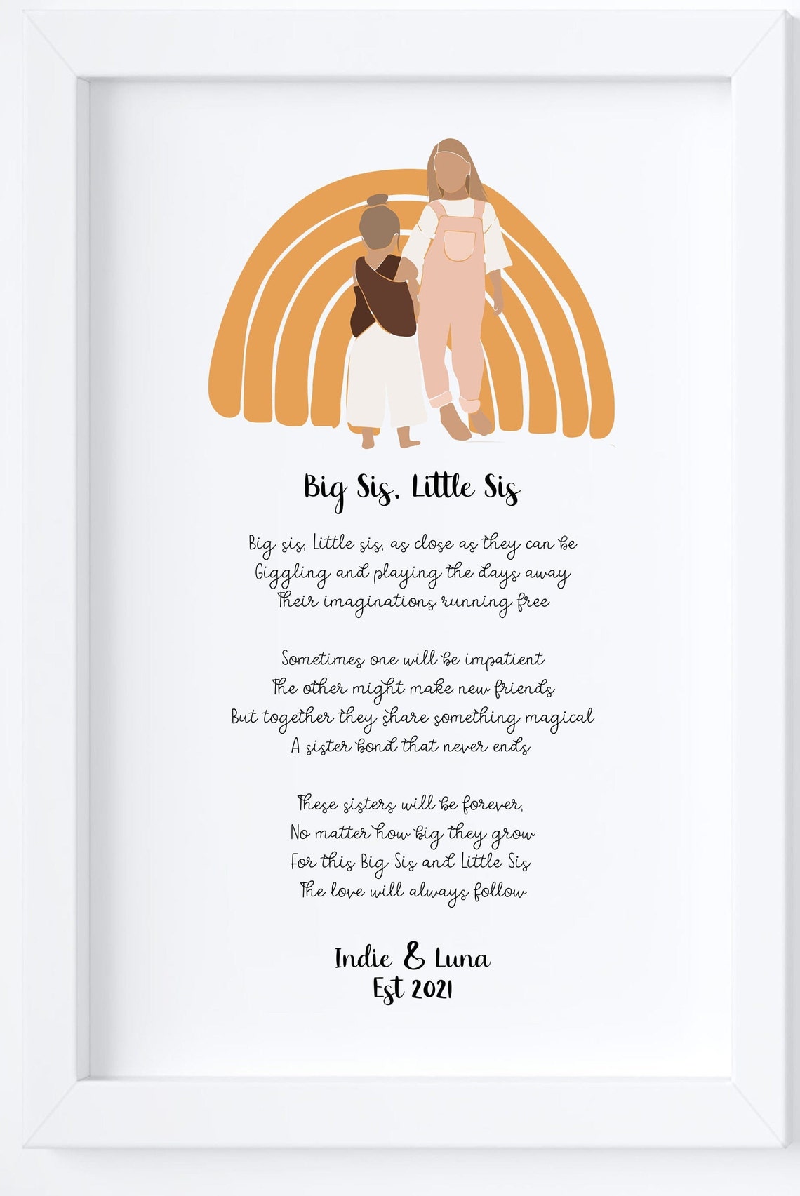 Big Sis Little Sis Print New Sister Gift New Baby Gift Poem | Etsy