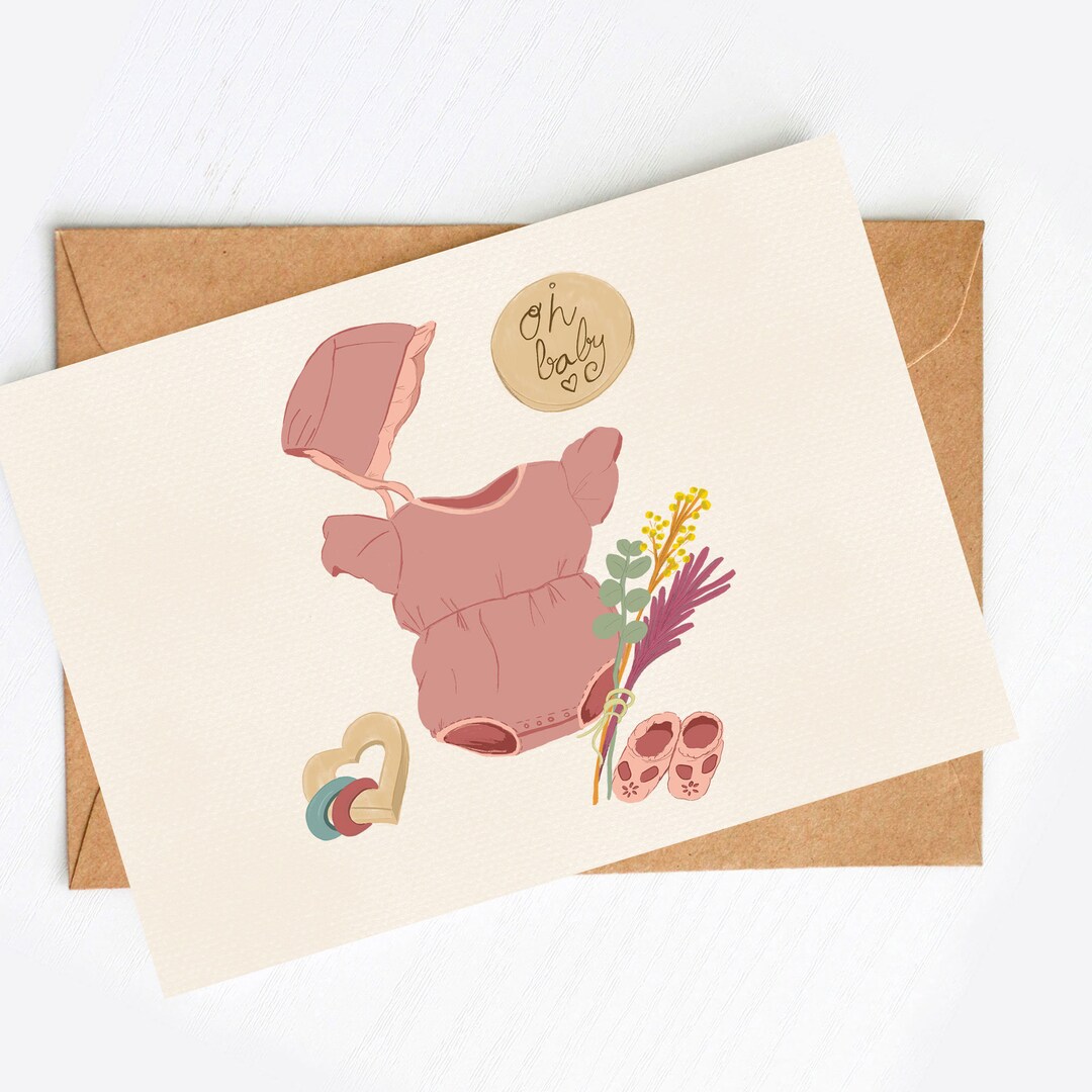 Card for the Birth oh Baby Gift for the Birth Baby Card for Girls Baby ...