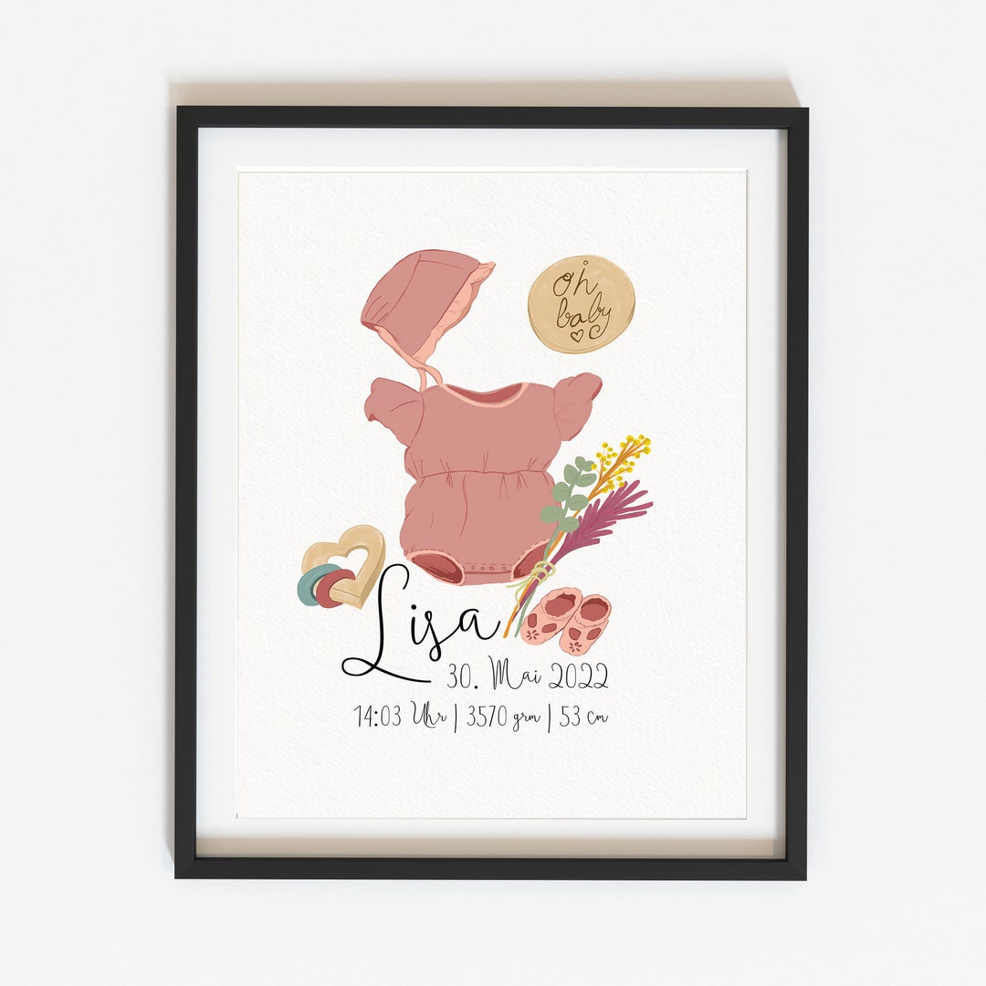 Birth Poster With Dates of Birth Personalized for the Children's Room ...