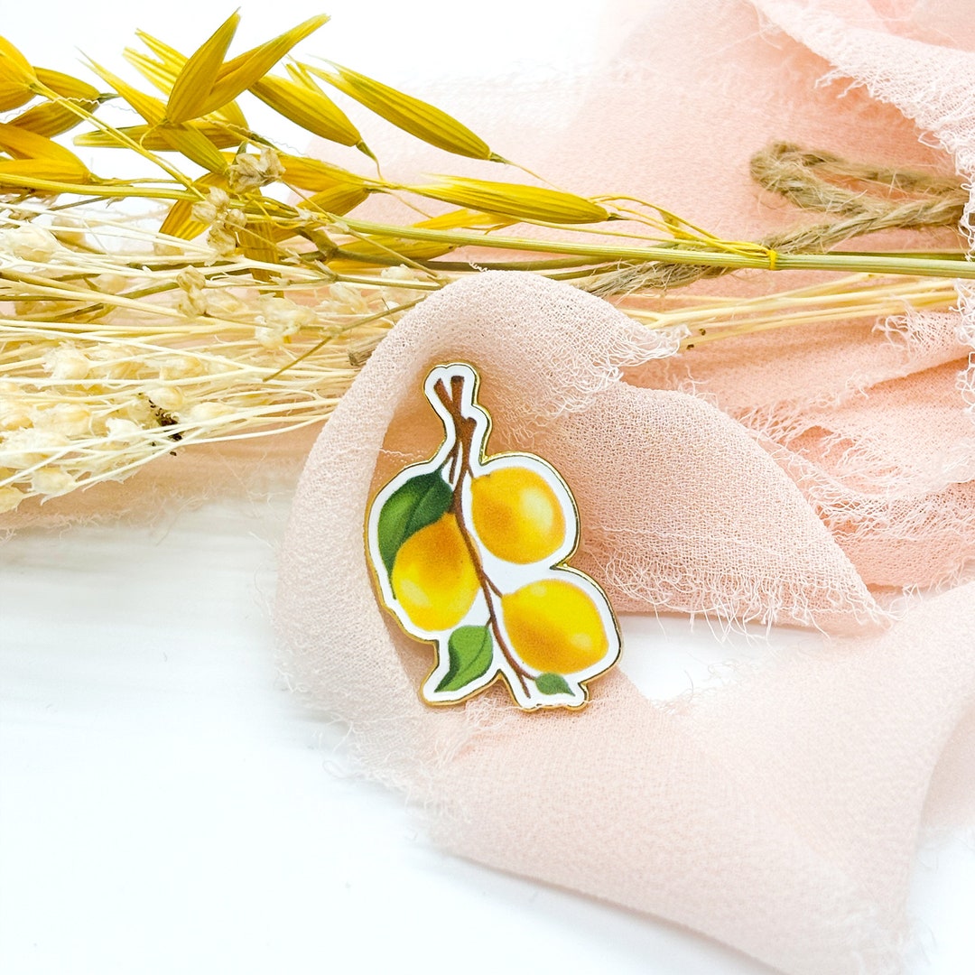 Lemon Enamel Pin Autumn Enamel Pin Lemon Branch Enamel Pin Lemon Pin ...