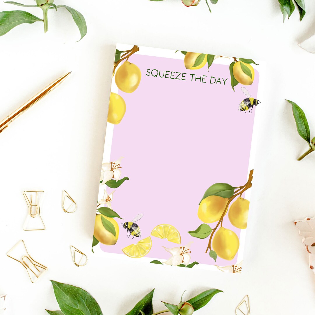 Notepad With Modern Lemon Print 40 Pages Recycled Paper Note Pad ...