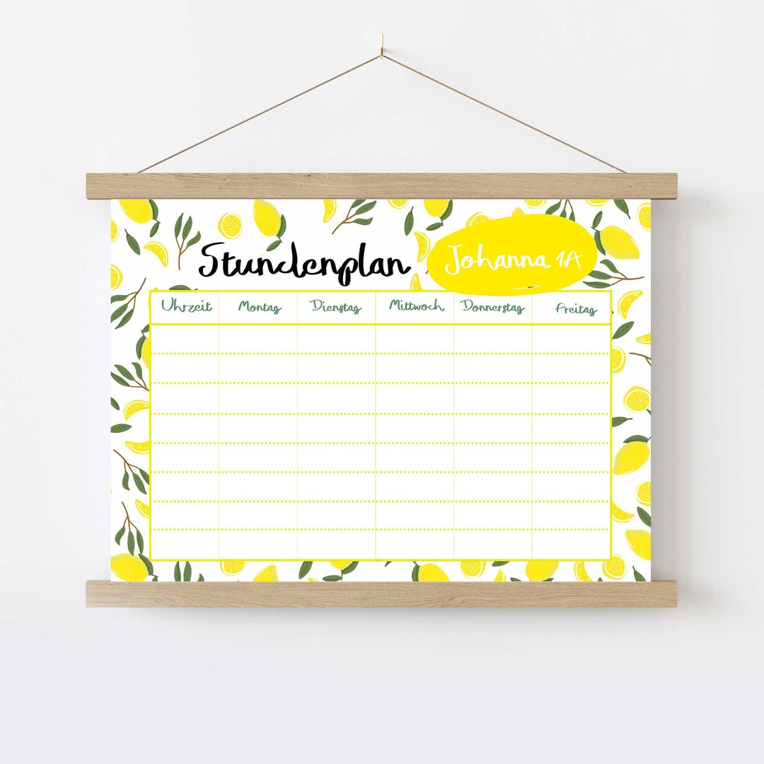 Personalized Timetable, School Enrolment Gift, Timetable With Name, DIN ...
