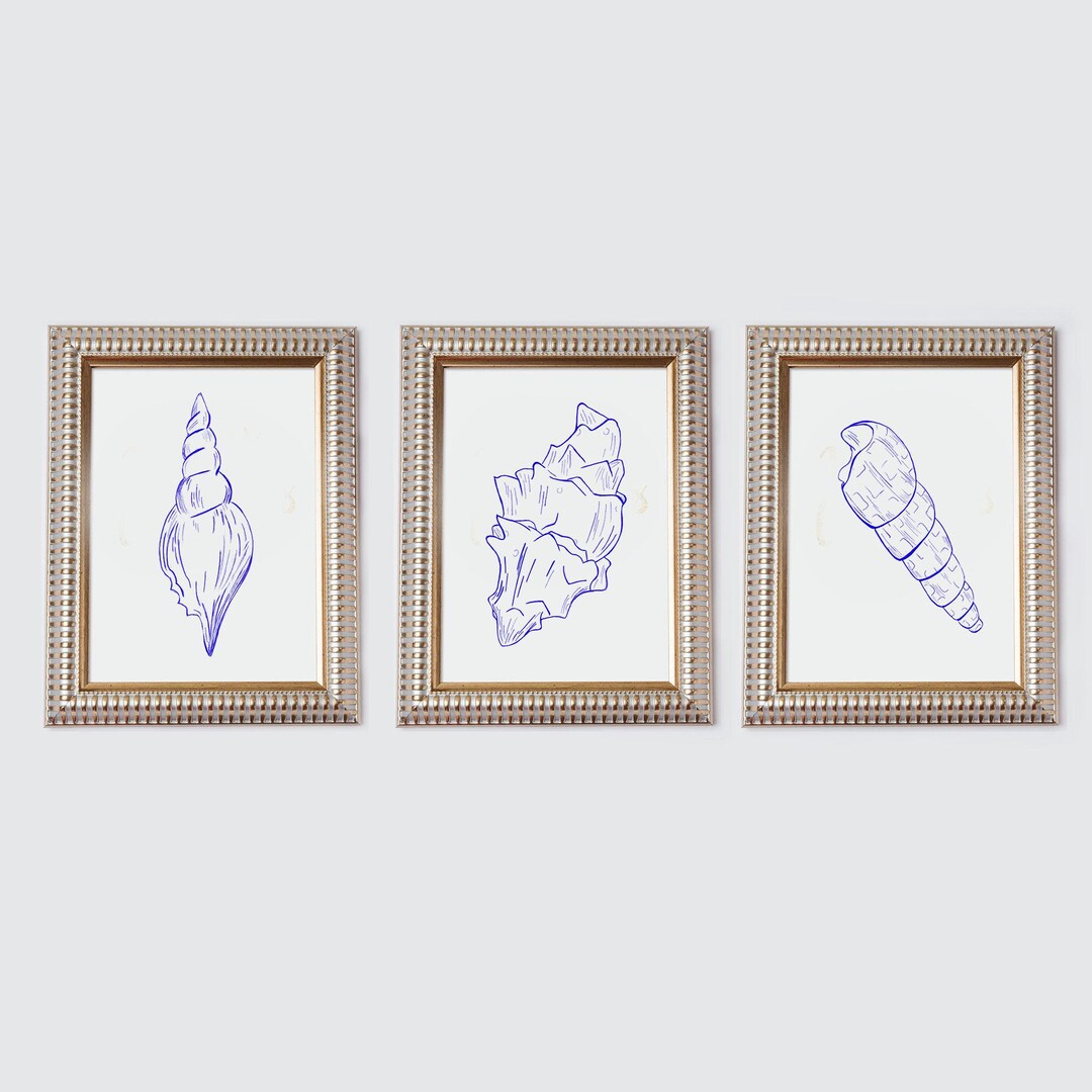 Maritime Poster Set shells Bathroom Decoration in a Maritime Look ...