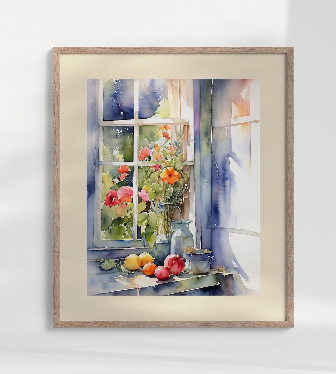 Fresh Picked Still Life Painting of Flowers and Produce, Watercolor ...