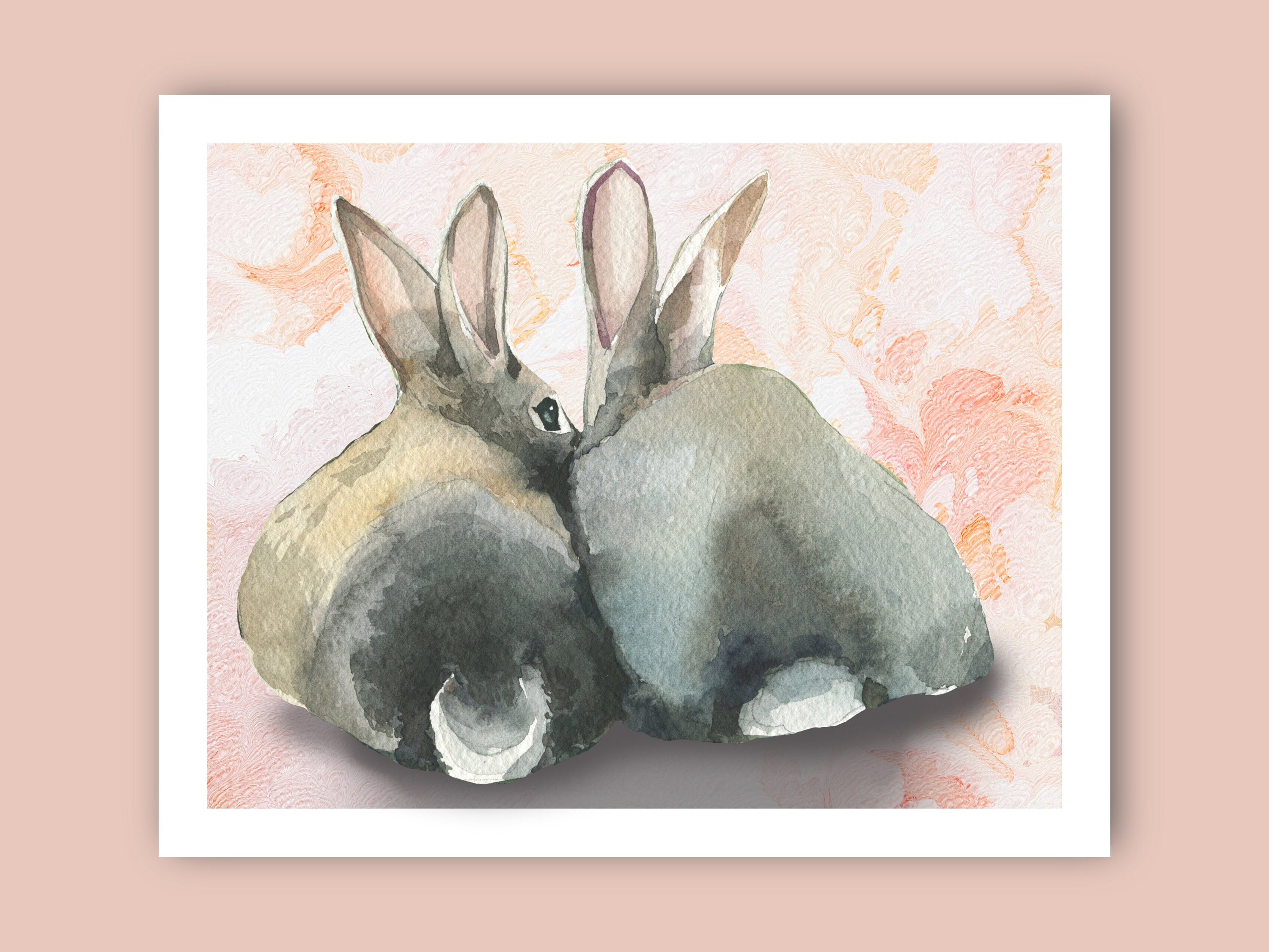 Spring Bunnies Nursery Prints, Set of 4 Prints, Watercolor Rabbit ...