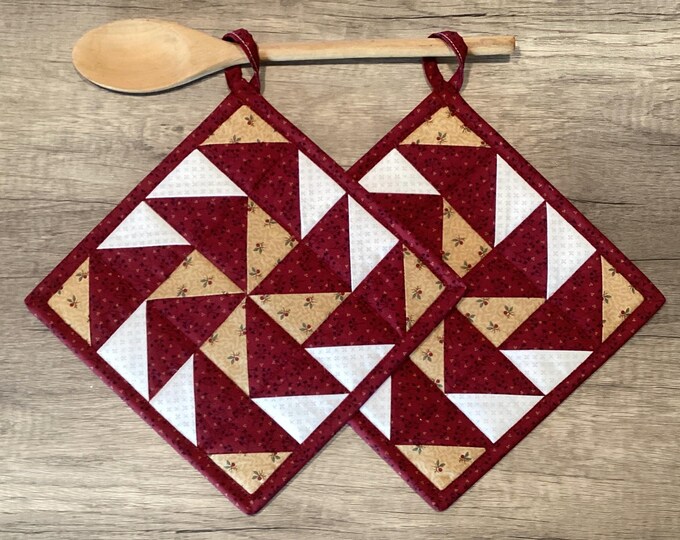 Berry and Gold Quilted Hot Pads, Set of 2 - Etsy