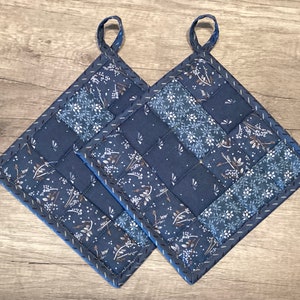 Blue Patchwork Hot Pads, Set of 2 - Etsy