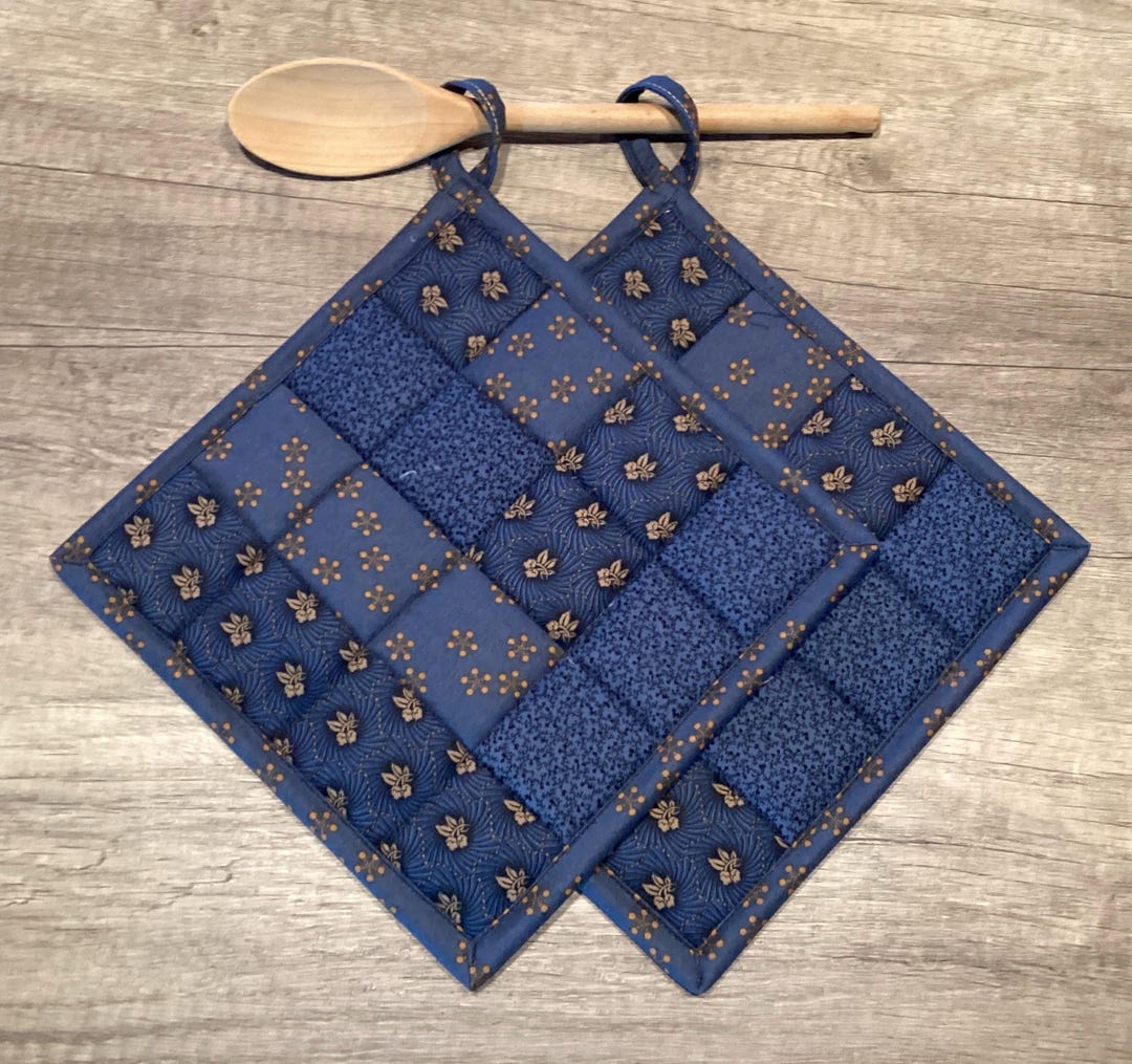 Blue Patchwork Hot Pads, Set of 2 - Etsy