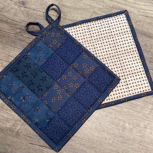 Blue Patchwork Hot Pads, Set of 2 - Etsy