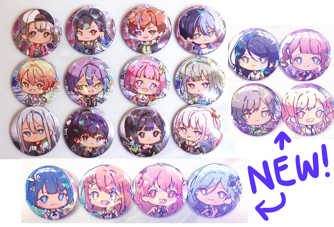 Project Sekai Holographic Chibi Button Pins 1.7"/44 Mm | NEW!!! More ...