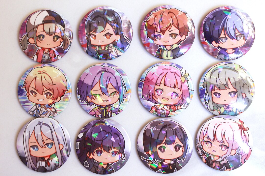 Project Sekai Holographic Chibi Button Pins 1.7/44 Mm - Etsy