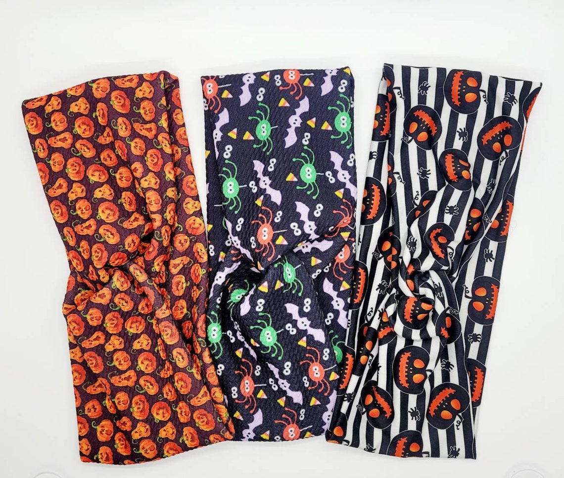 Halloween Headbands Pumpkin Headband Spiders Boho Twist - Etsy