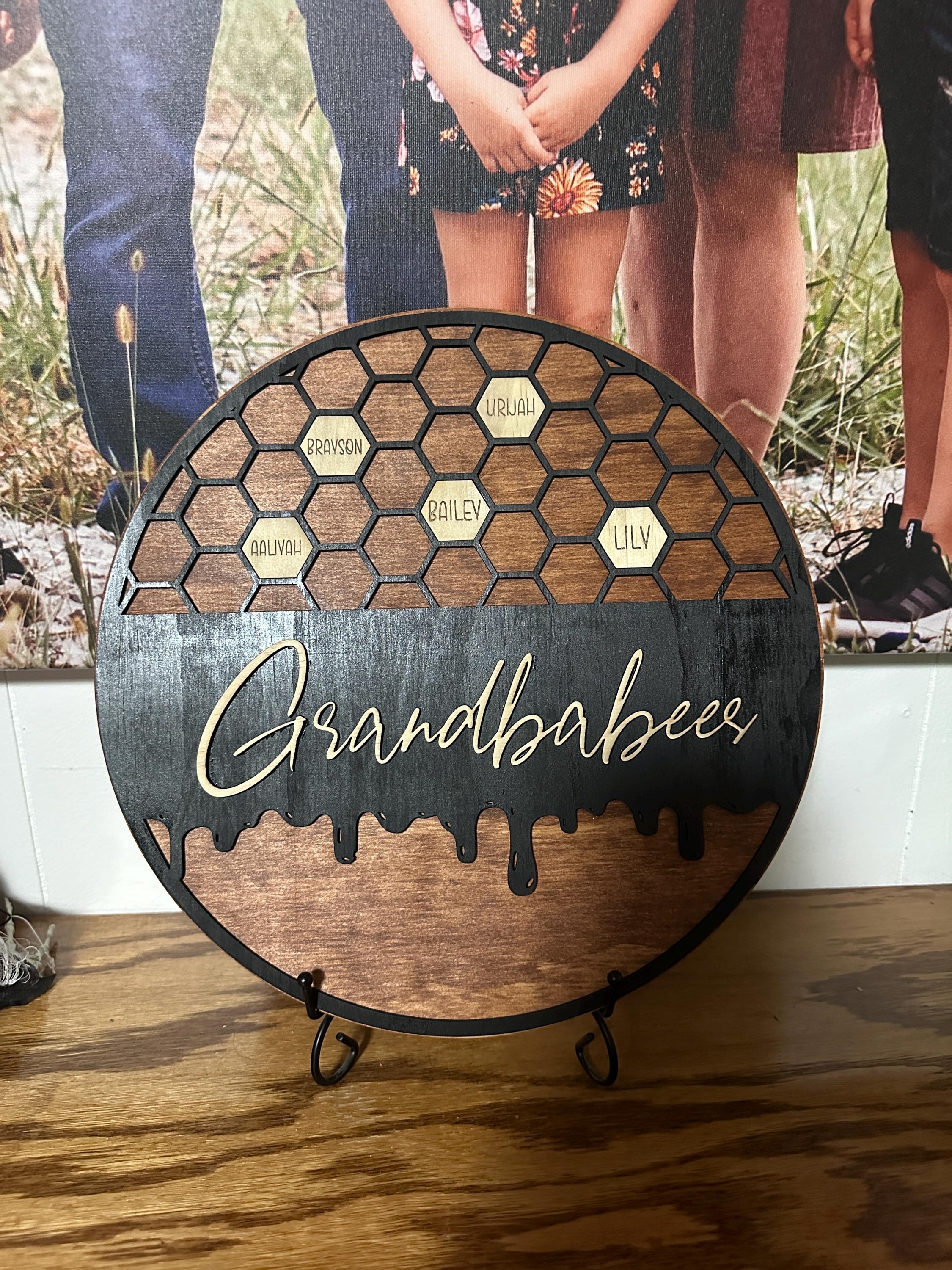 Personalized “grandbabees” Honeycomb Sign | Grandparent Gift | Custom ...