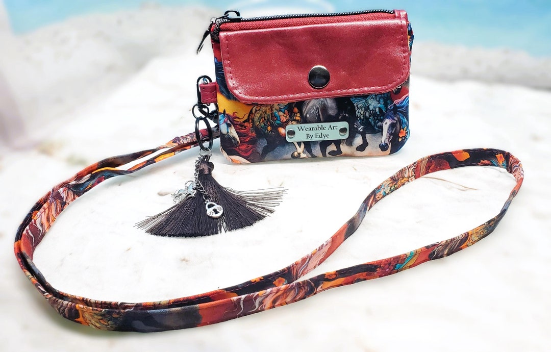 Mini ID Wallet Zip Pocket, Credit Card Snap Pocket, + Remove Lanyard ...