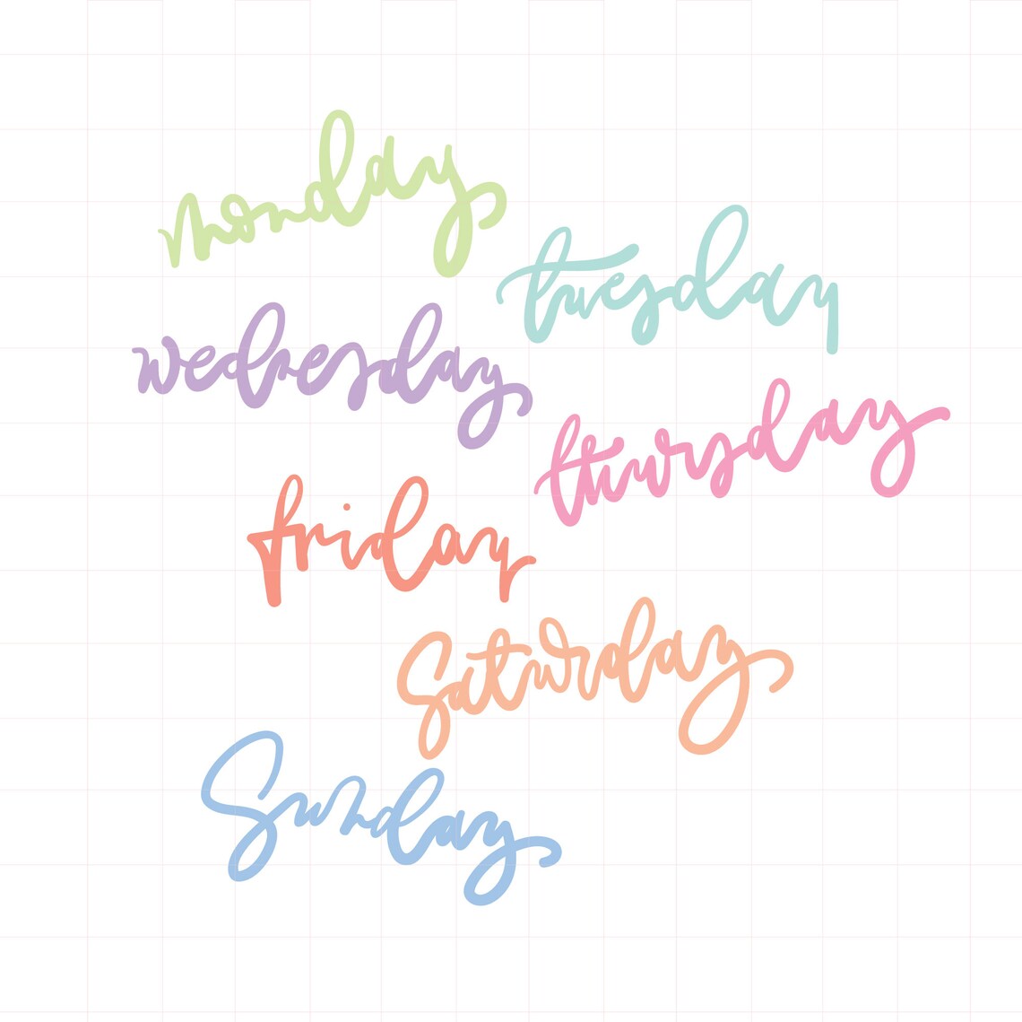 Days of the Week SVG EPS PNG, Brush Lettering, Weekday Weekend, Cut ...