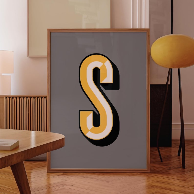 Custom Letter Print | Modern Bold Font | Personalised Alphabet Print ...