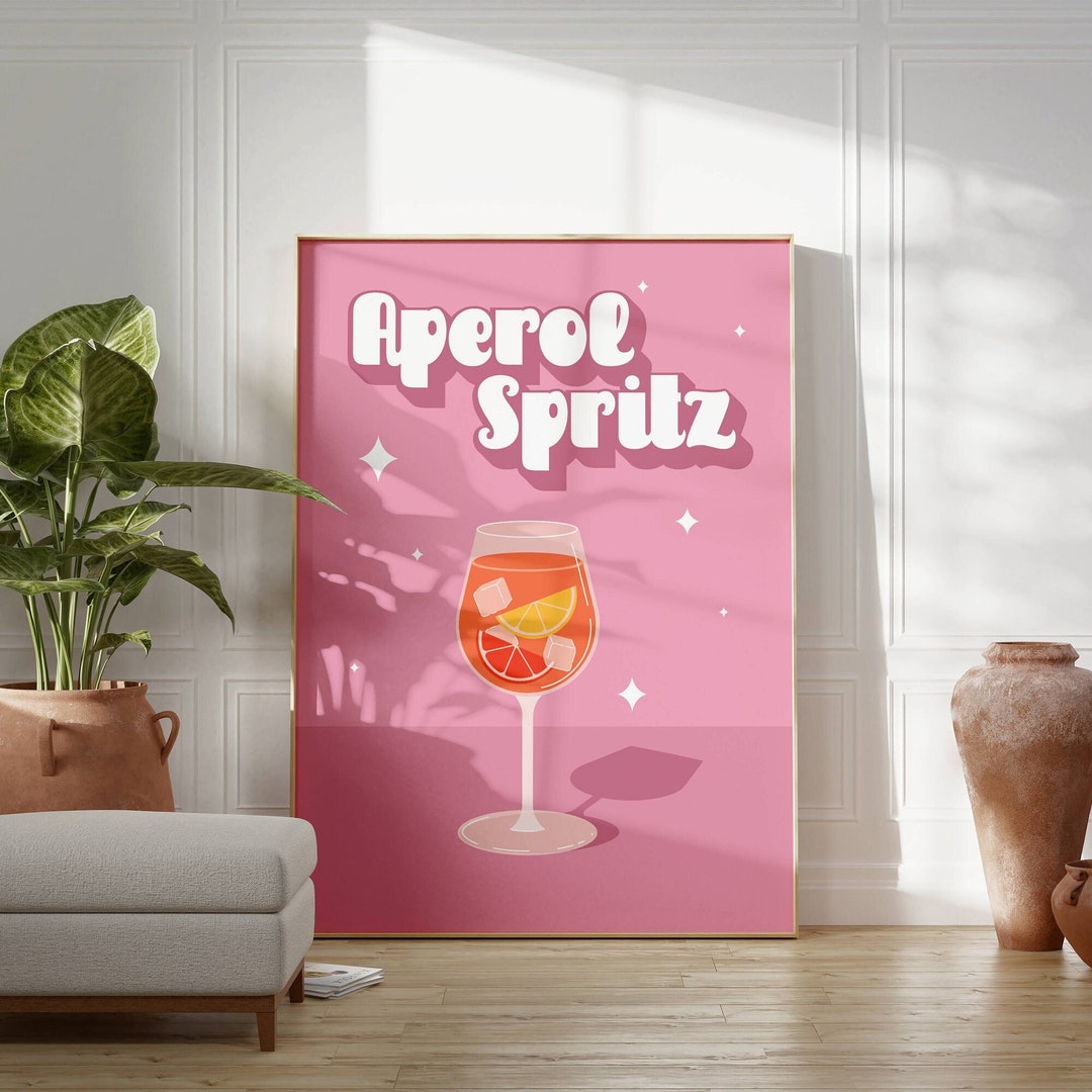 Aperol Spritz Cocktail Print | Garden Bar | Man Cave | Kitchen Bar ...