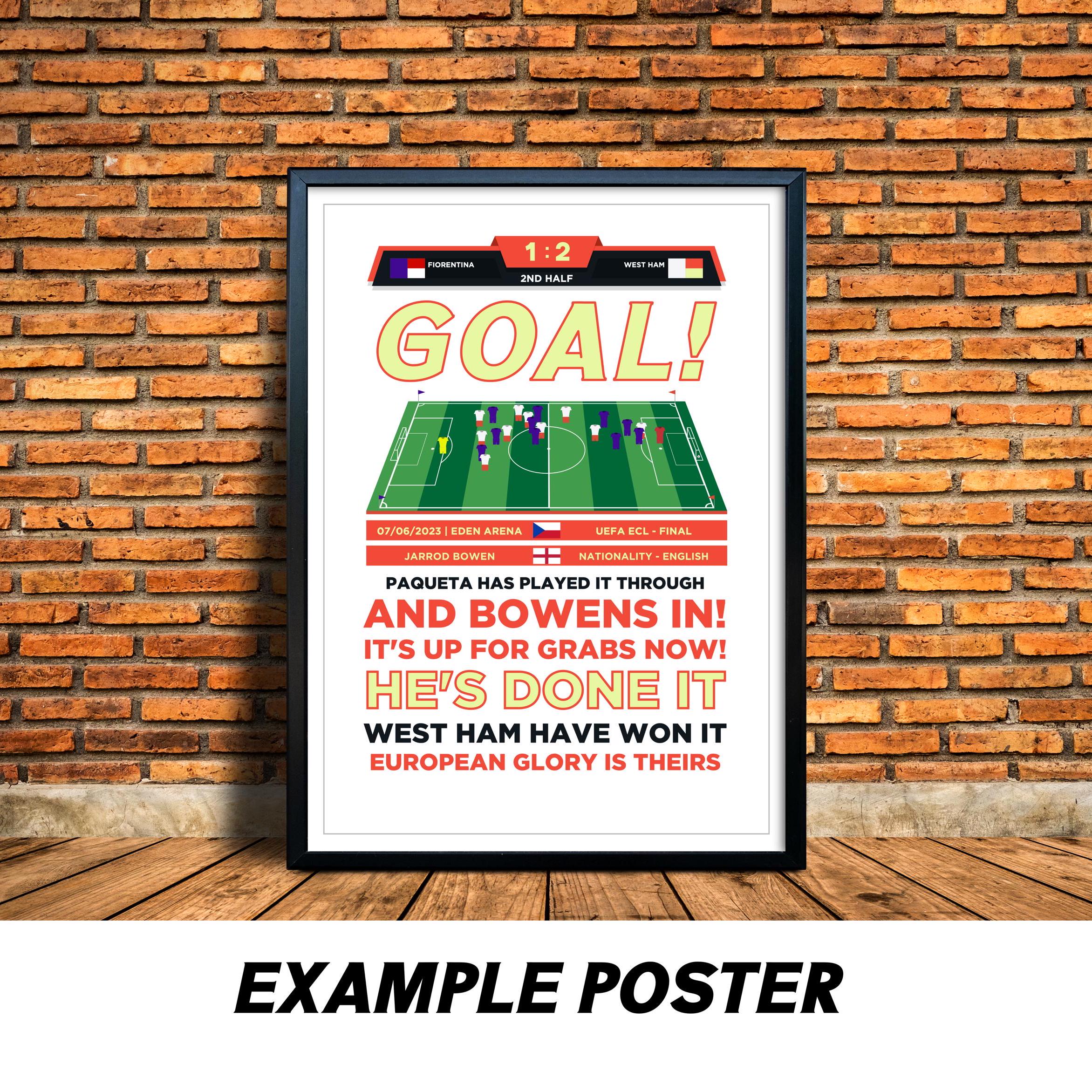 Custom Unframed Football Goal Poster | Commentary Print | Celebration ...