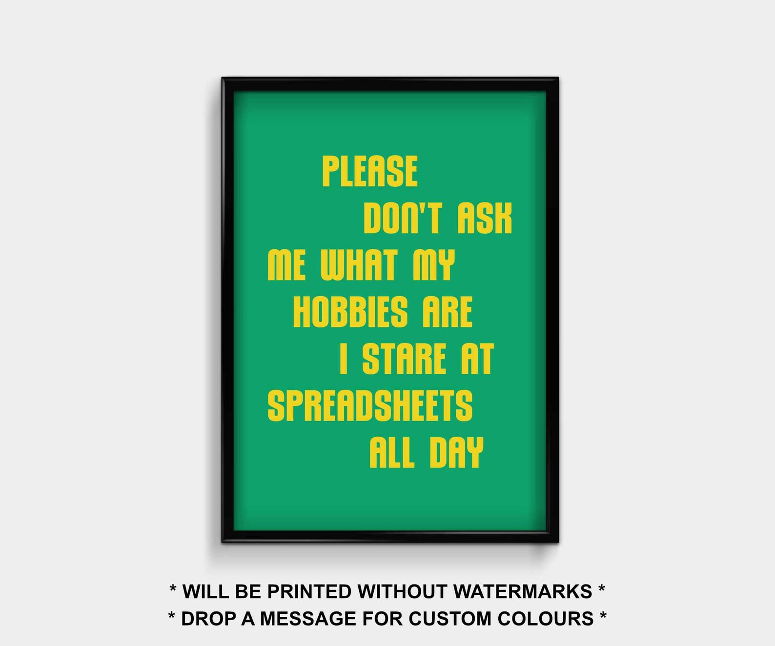 Pop Art Typographic 'spreadsheet' Poster Print | Work Print | Digital ...