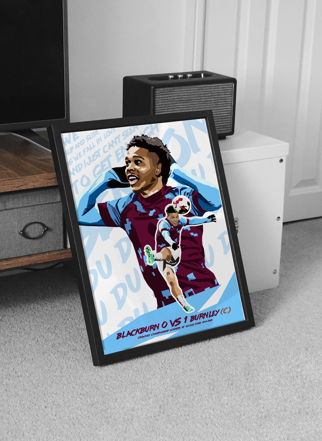 Unframed Burnley FC Poster Manuel Benson Print Clarets Turf Moor Living ...