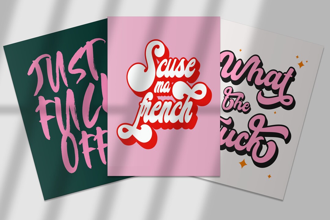 Set of 3 Prints | Funny Posters | Happy | Humorous | Profanity ...