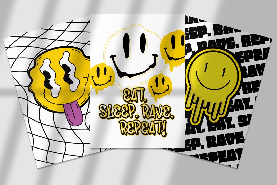 Set of 3 Prints | 90's Rave | Rave Music | Rave Flyer Art | Lyrics ...