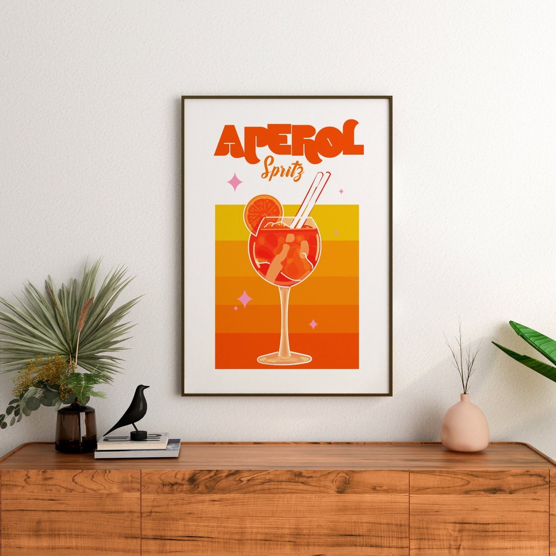 Aperol Spritz Cocktail Print | Sunset | Garden/kitchen Bar | Man Cave ...