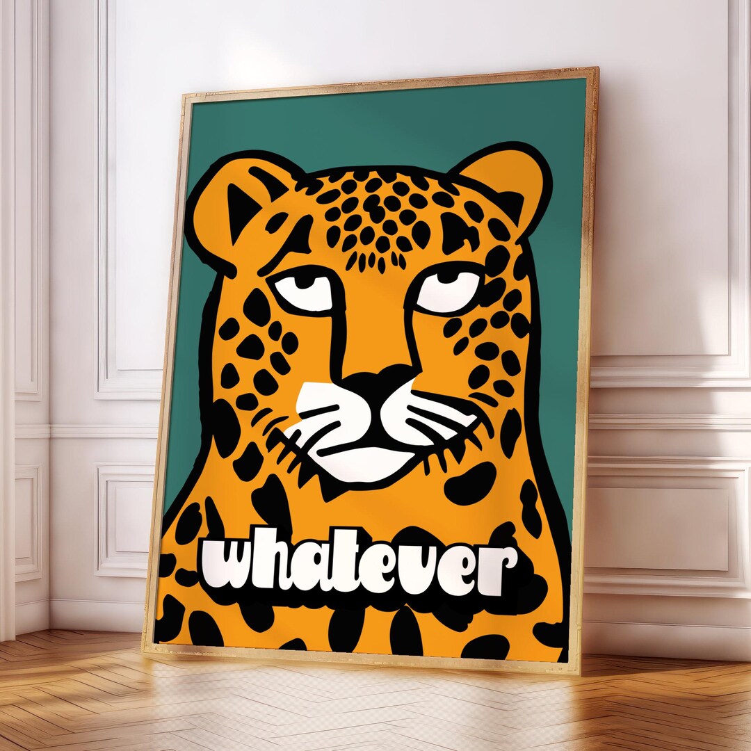 Funny Cheetah Poster Print | Wildlife | Jungle | Animal | Green | Kids ...