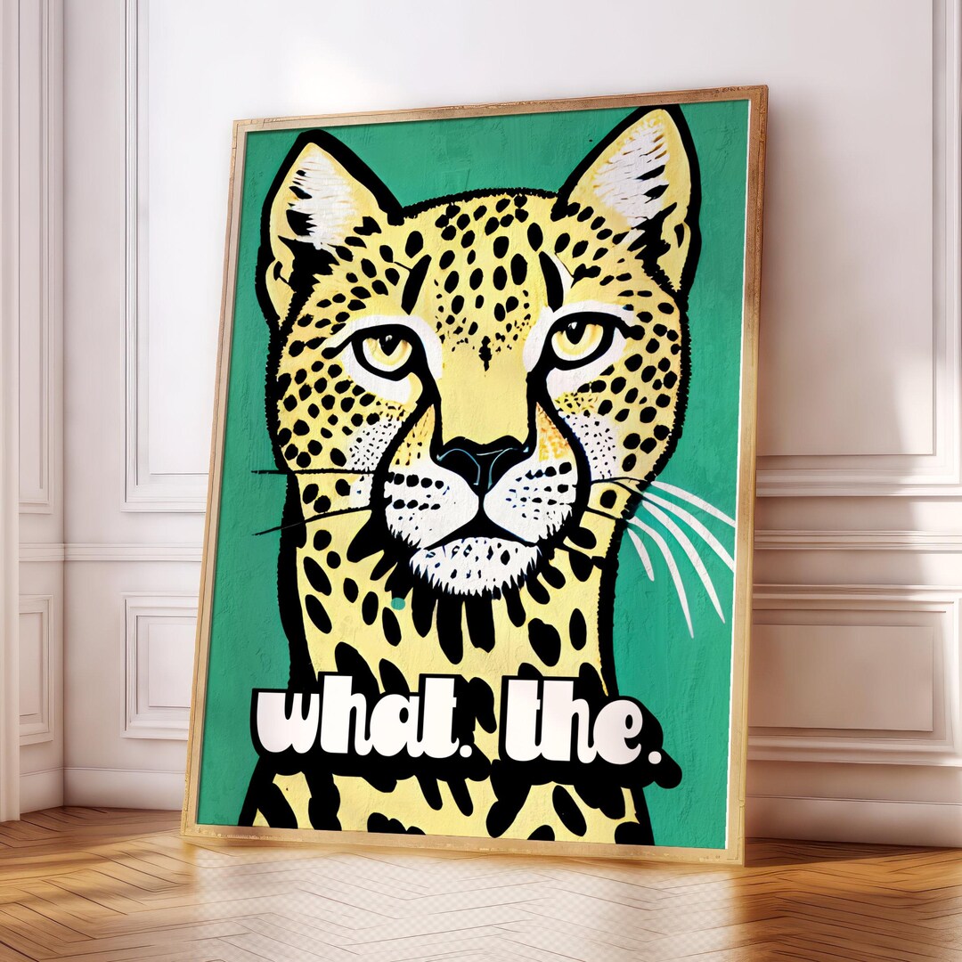 Funny Cheetah Poster Print | Wildlife | Jungle | Animal | Green ...