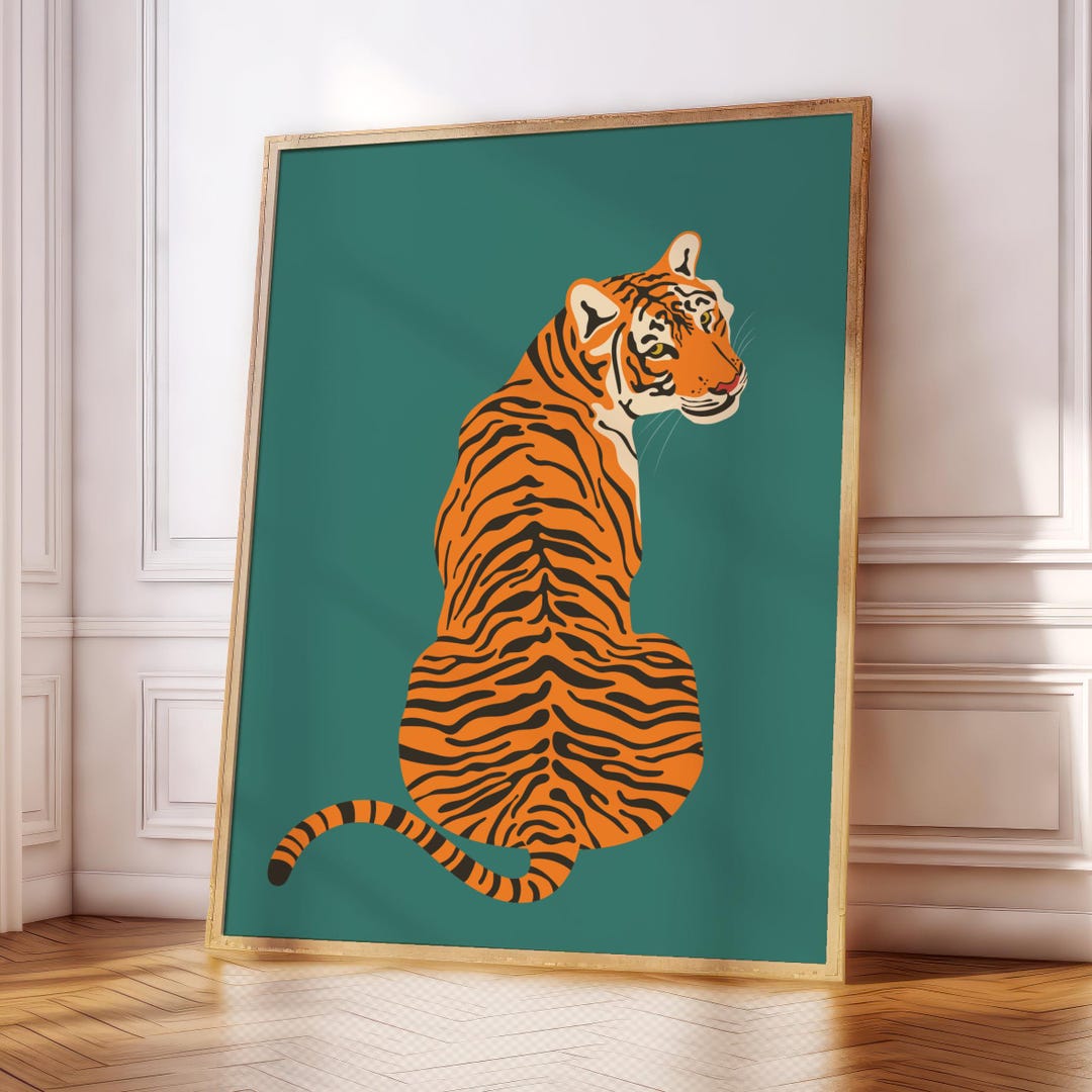 Tiger Poster | Cheeky Tiger Wall Art Print | Orange, Black, White ...