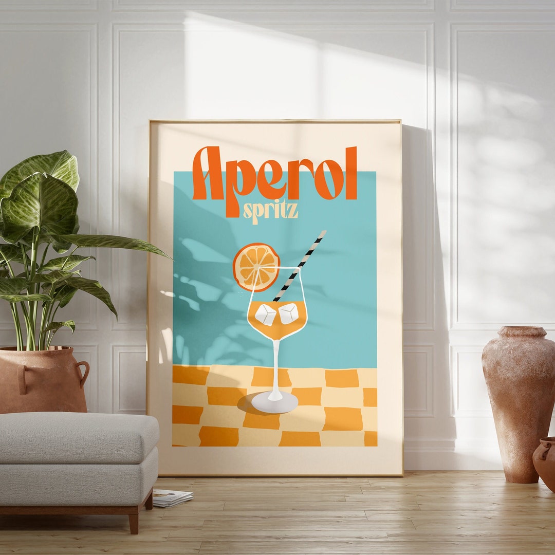 Aperol Spritz Cocktail Print Sunset Garden/kitchen Bar Man Cave Kitchen ...