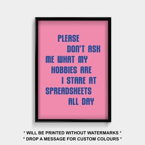 Pop Art Typographic 'spreadsheet' Poster Print | Work Print | Digital ...