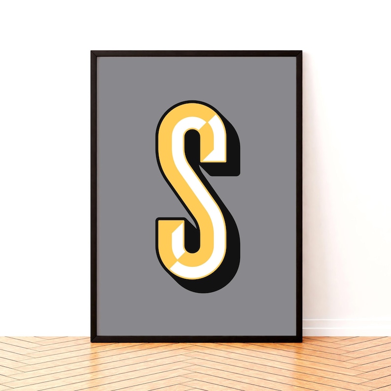 Custom Letter Print | Modern Bold Font | Personalised Alphabet Print ...
