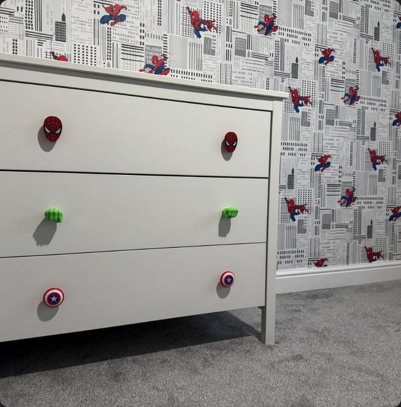 Marvel Inspired Superhero Drawer Pulls – Kids Room Cabinet Knobs ...