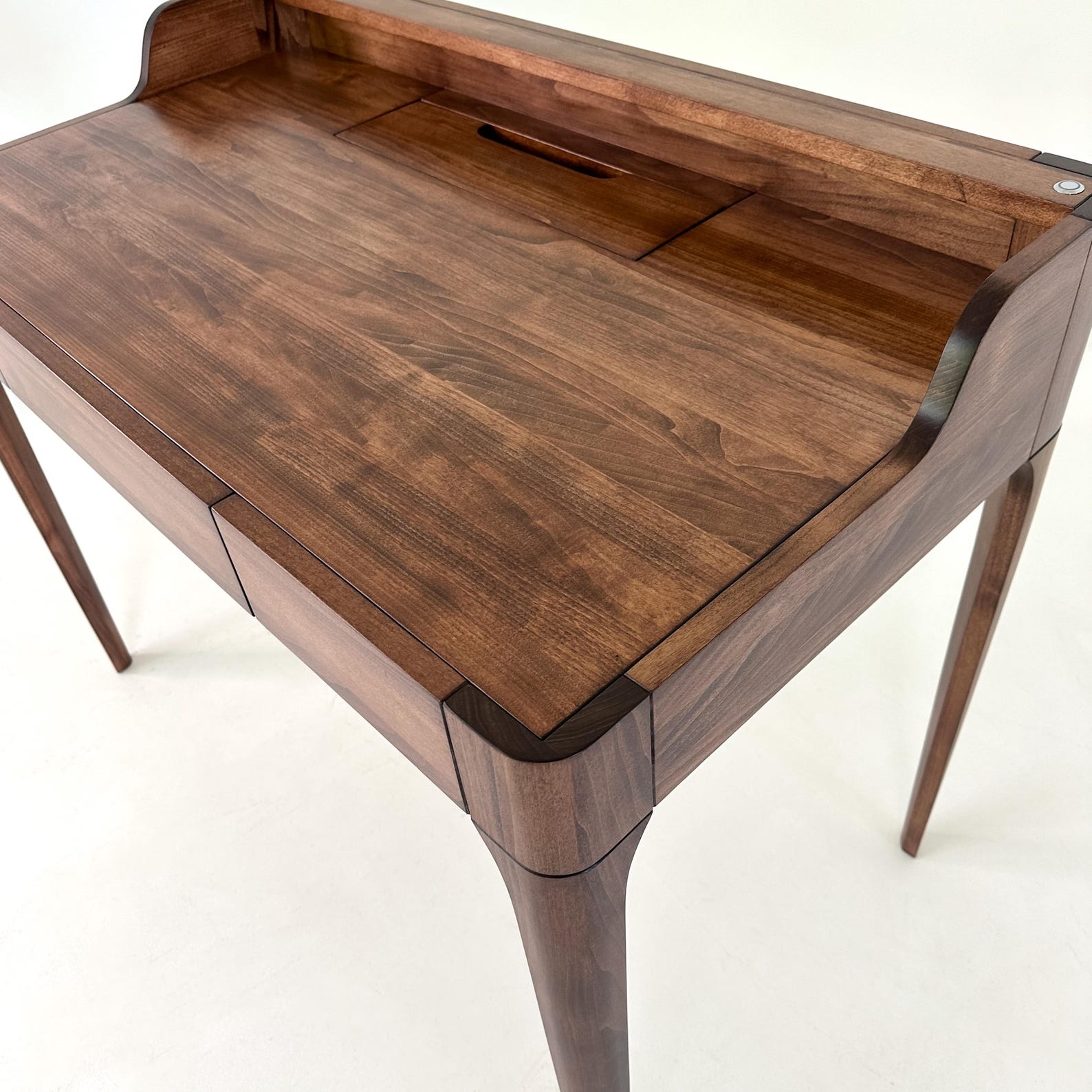 Handmade Walnut Writing Desk With LED Light, Adjustable Brightness ...
