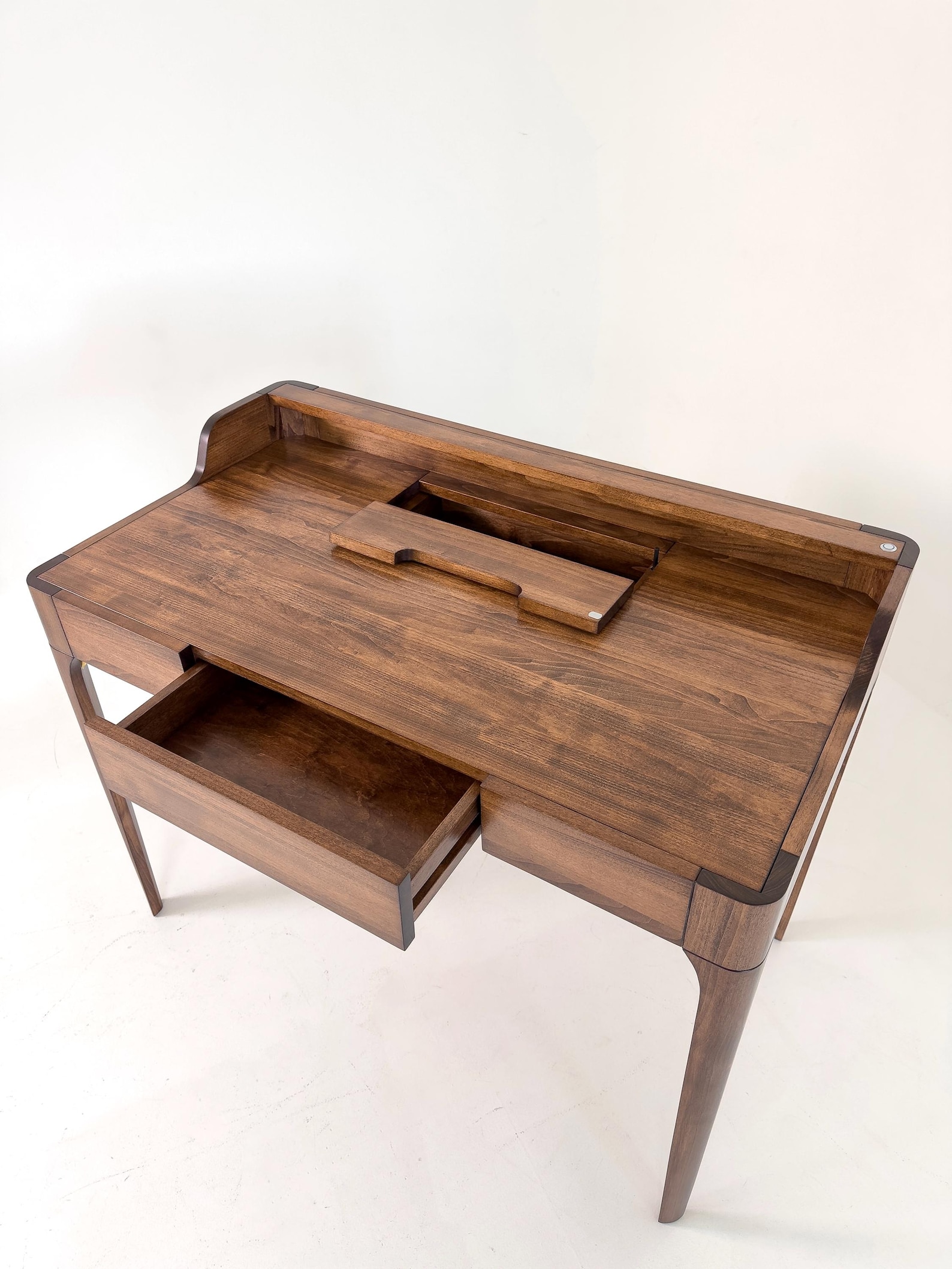 Handmade Walnut Writing Desk With LED Light, Adjustable Brightness ...