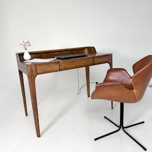 Handmade Walnut Writing Desk With LED Light, Adjustable Brightness ...